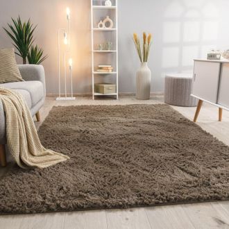 Paco Home Paco Home Tapis Poils Longs Salon Shaggy Fausse Fourrure Fourrure Moelleux Beige Taupe 200x280 cm