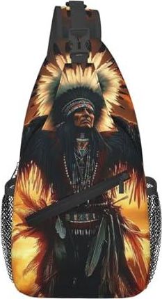 Generic Sac &agrave; bandouli&egrave;re pour homme - Sac &agrave; dos de randonn&eacute;e pour homme - Motif danseurs am&eacute;rindiens