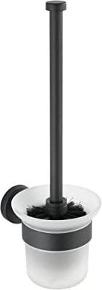 WENKO WC-Garnitur Mod. Bosio Black, Wandmontage, 10x35x14 cm, inkl. Schraubmaterial, Edelstahl matt