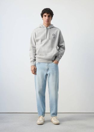 Mango Sweat-shirt capuche coton texte gris chin&eacute; moyen - Homme - XXL - MANGO MAN