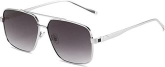 Generic Lunettes de soleil à monture carrée en métal pour hommes et femmes, lunettes de soleil tendance UV400 pour conduite en plein air, cadeau (couleur : F,