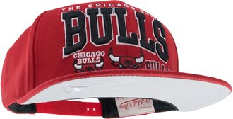 Mitchell & Ness NBA/HWC Champ Stack Baseball Snapback Cap - Chicago Bulls, Rot, 100% Polyester, verstellbar, Herren, Frauen, Kinder, Unisex, Fr&uuml;hling, Sommer, Herbst,