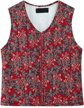 Generic Veste dhiver chaude et douce pour femme avec ouverture sur le devant - Veste dhiver chaude et douce - Pour v&ecirc;tements de rue d&eacute;contract&eacute;s, rouge past&egrave;q