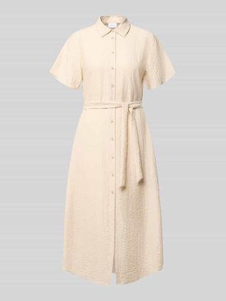 Comma Midikleid aus Viskose-Mix mit Umlegekragen