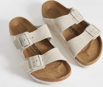 Birkenstock Arizona - Wildleder-Sandalen in Oyster-Neutral