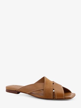 Tod's Womens Leather Sandals With Suede Detail Brown
