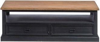 Hellin Hellin - Table basse en bois noir 4 tiroirs 1 niche - dalila