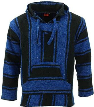 Loud Elephant Sweat à capuche mexicain recyclé Baja Jerga taille réelle M-4XL, bleu/noir, XXL