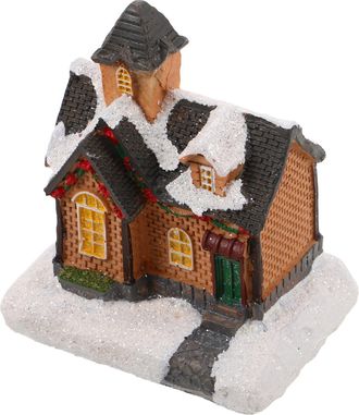 Cabilock Sosoport LED Beleuchtetes Weihnachtsdorf Haus aus Robustem Resin Miniatur Weihnachtsdeko f&uuml;r Tisch Kamin und Bauernhaus-Stil Batteriebetriebenes Winte