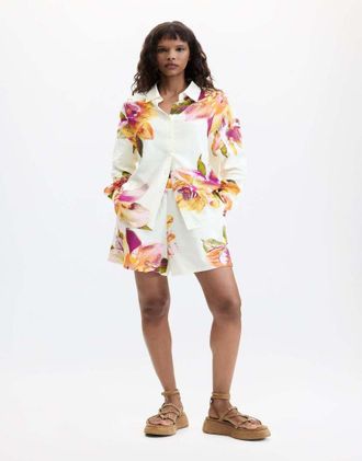 Desigual Hemd in Wei&szlig; mit Blumenprint