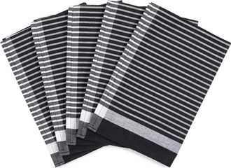 ROSS Exclusiv - 5 X Geschirrtücher - Baumwolle - Leinen - im Set (Schwarz)