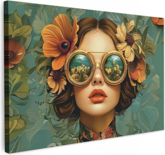 MuchoWow © Bild auf Leinwand Groß 120x80 cm XXL Schlafzimmer Bilder Badezimmer Wand Deko Wohnzimmer Modern Wanddeko Bilderwand Geschenk Frau - Blumen - Schmett