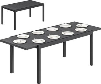 OUTSUNNY Table de jardin extensible - Outsunny - plateau aluminium effet bois pieds r&eacute;glables - 214x85x75cm - gris anthracite