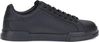 Dolce & Gabbana Logo-Embossed Calf Leather Sneakers - Black