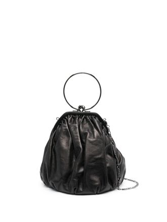 Yohji Yamamoto sac &agrave; main Clasp Drape en cuir - Noir