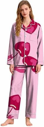 Generic Ensemble pyjama long et pantalon de pyjama tendance et d&eacute;contract&eacute; pour femme, Rose, 3XL