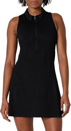 Amazon Essentials Robe de Tennis Active FormFlex avec Soutien-Gorge et Short Intégrés, Col Polo, Ultra Douce Femme, Noir, XXL