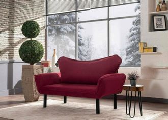 Dmora Schlafsofa 2-Sitzer Aquilonis 140x65 cm Rot, mit Stauraum