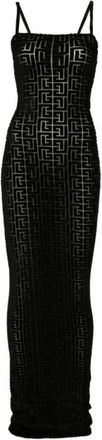Balmain Femme, Robes, Noir, Taille: 40 FR Abito lungo monogramma