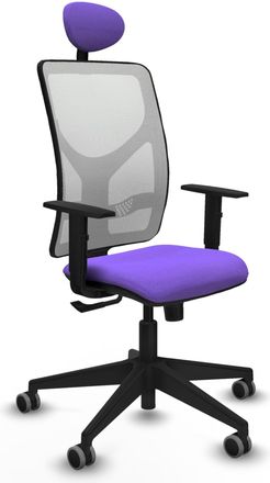 Piqueras y Crespo Schreibtischstuhl, wei&szlig; und lila, mit 1D-Armlehnen, h&ouml;henverstellbarer Lendenwirbelst&uuml;tze und festem Kopfteil, ausgestattet mit 3 Positionen und Schne