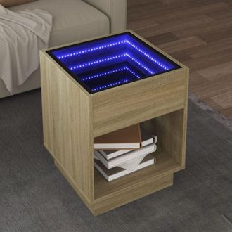 vidaXL Table basse avec led infini chêne sonoma 40x40x50 cm Vidaxl