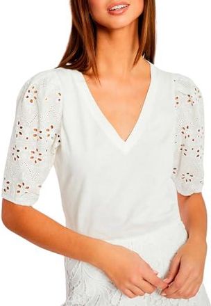Morgan Femme 231-dpalm T-shirt, Off White, XS EU