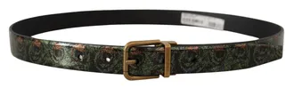 Dolce & Gabbana Mens Multicolor Leather Vernice Pavone Bronze Metal Belt