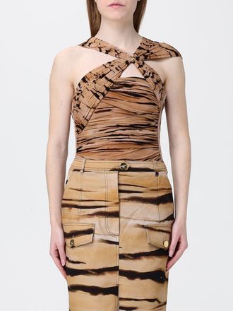 Elisabetta Franchi Top body en jersey &agrave; imprim&eacute; animalier
