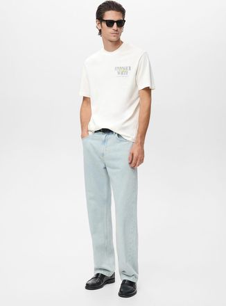 Mango T-Shirt aus 100 % Baumwolle mit Schriftzug cremeweiß - Herren - XXL - MANGO MAN