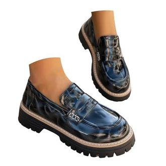 Generic Mocassins orthop&eacute;diques pour femme - Mocassins orthop&eacute;diques &agrave; enfiler en cuir - Soutien de la vo&ucirc;te plantaire - Coupe large - L&eacute;ger - Talon &eacute;pais - B