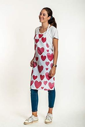 Koala Spain Sch&uuml;rze Full Print Love, Polyester, Wei&szlig;-Rot