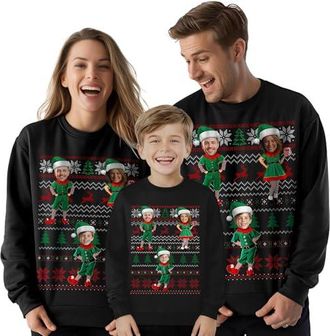 Generic Cr&eacute;ez vos propres pulls de No&euml;l coquins amusants - Pull de No&euml;l personnalis&eacute; pour hommes, femmes et enfants - Sweat-shirt de No&euml;l personnalis&eacute; grossie