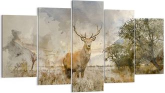 Arttor Wandbilder Dekoration Wohnzimmer rotwild natur Mehrteilige Bilder auf Leinwand 160x85cm Leinwandbild Schlafzimmer Set 5 teilige Wand Kunstdruck Art Gr