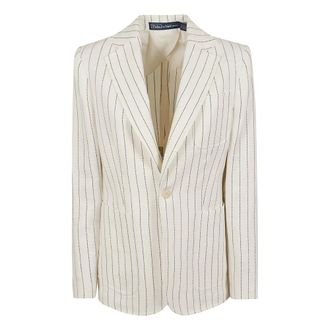 Polo Ralph Lauren Femme, Vestes, Beige, Taille: 34 FR Blazer en chanvre ray&eacute; &agrave; un bouton