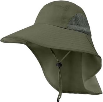 Generic Chapeau de protection solaire d&eacute;t&eacute; &agrave; large bord en tissu imperm&eacute;able pour activit&eacute;s UV polyvalentes, vert fonc&eacute;, Taille unique