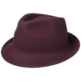LIPODO Trilby Hut aus Wollfilz Herrenhut Made in Italy Herbst Winter Bordeaux XL (60-61 cm)