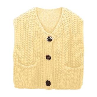 Generic Gilet Sans Manche Femme Gilet Femme D&eacute;contract&eacute; Quotidien Ville Uni Boutons Devant - Poches Pratiques Et Coupe Courte Tendance