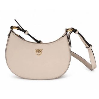 Pinko Half Moon Mini Leder Schultertasche - - Bags - Damen - Beige - ONE SIZE