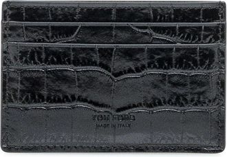 Tom Ford Homme, Accessoires, Noir, Taille: ONE Size Porte-cartes en cuir fa&ccedil;on crocodile