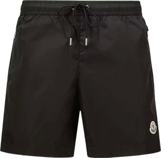 Moncler Homme, Maillots de bain, Noir, Taille: L Logo Patch Swim Shorts