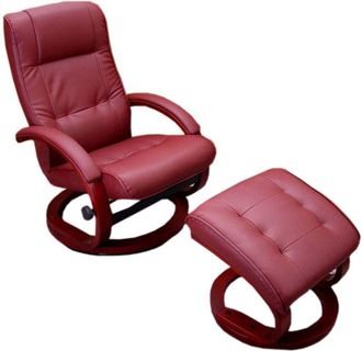 Hhg Fernsehsessel Aprilia, Kunstleder, mit Hocker bordeaux