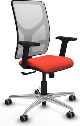 Piqueras y Crespo Atmungsaktiver B&uuml;rostuhl mit 2D-Armlehnen, h&ouml;henverstellbare Lendenwirbelst&uuml;tze, ausgestattet mit 3 Positionen und Schneideschaum, Wei&szlig;/Dunkelorange