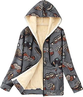 Generic Vestes pour femmes 2026 Sweat &agrave; capuche en polaire doubl&eacute;e Manteau chaud dhiver avec fermeture &eacute;clair, gris fonc&eacute;, XXL