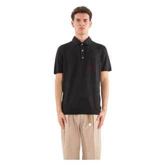 Daniele Fiesoli Silk Linen Polo Shirt - - Tops - Herren - Schwarzk - 2XL