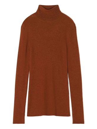 Lanvin pull côtelé à col roulé - Marron
