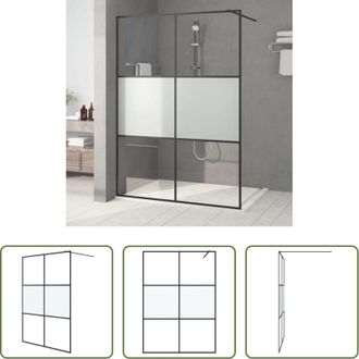 vidaXL vidaXL ESG-Glas - Duschwand f&uuml;r Begehbare Dusche Schwarz 140x195 cm Halbmatt ESG