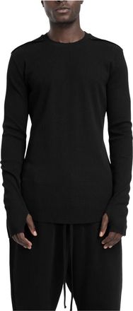 Thom Krom Homme, Tops, Noir, Taille: L T-Shirt Manches Longues Structur&eacute;