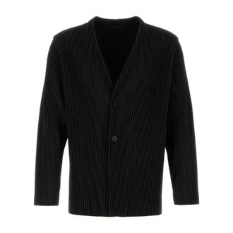 Issey Miyake Pleated Cardigan - - Knitwear - Herren - Schwarzk - L