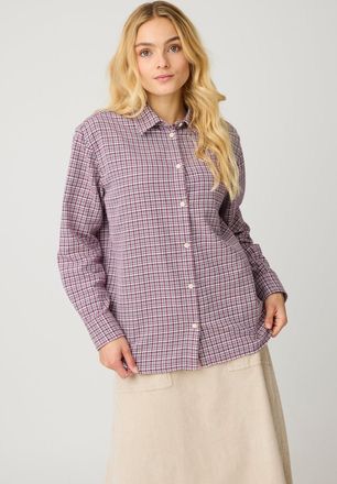Knowledge Cotton Apparel Damen vegan Hemd Relaxed Check Rosa Kariert