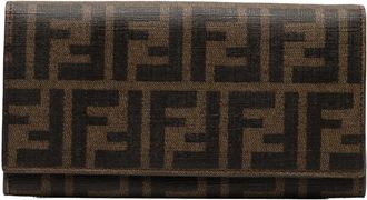 Fendi Portemonnaie - Zucca Coated Canvas Trifold Long Wallet - Gr. unisize - in Braun - für Damen